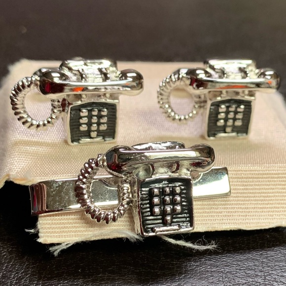 Accessories | Vintage Telephone Cuff Links Tie Clip Set | Poshmark